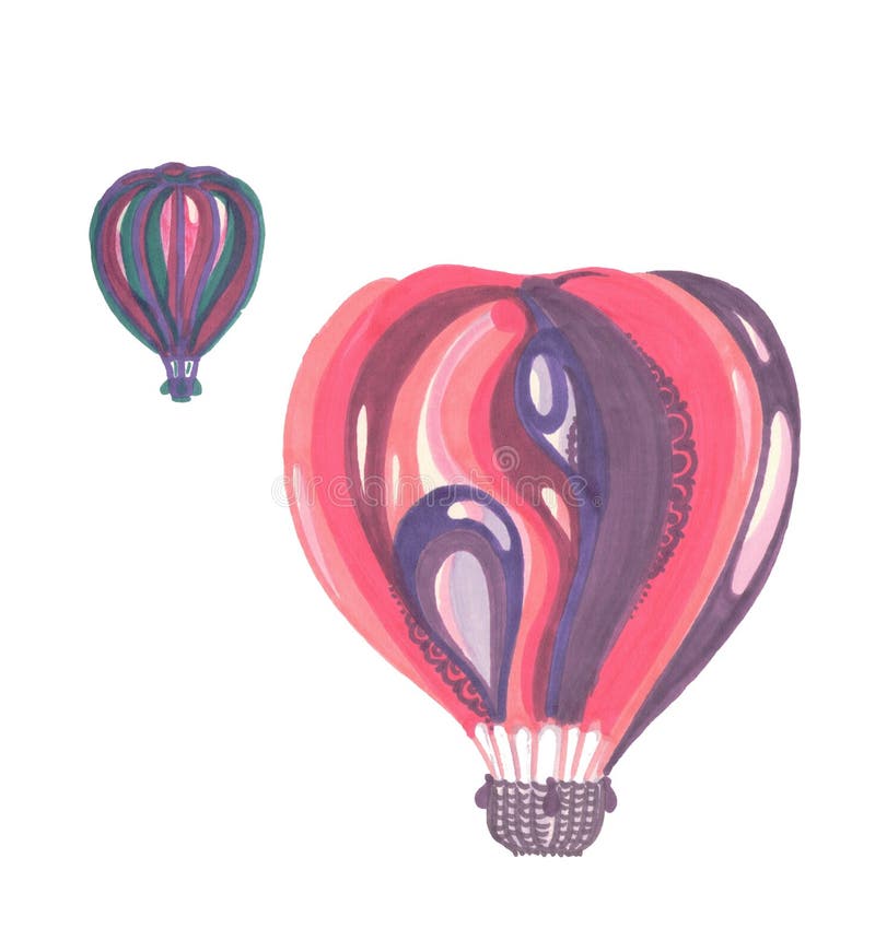 Two Colored Air Balloons in the Sky Stock Illustration - Illustration ...