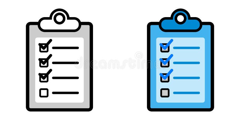 Two Colored and Black Checklists Cartoon Icon Stock Illustration ...