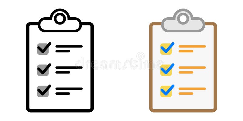Two Colored and Black Checklists Cartoon Icon Stock Illustration ...