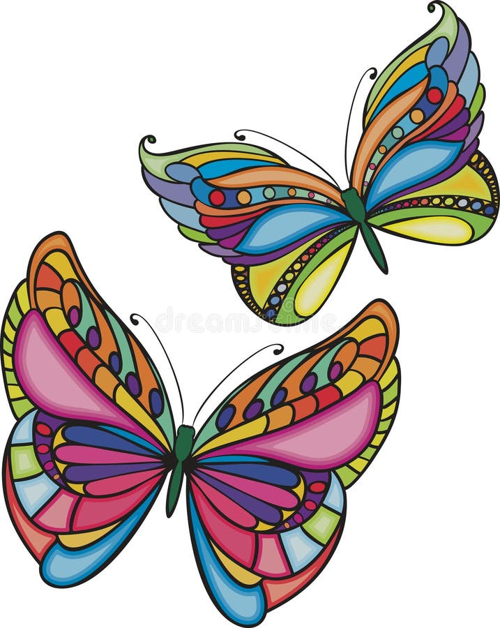 Two colored butterflies stock vector. Illustration of ornate - 13021674