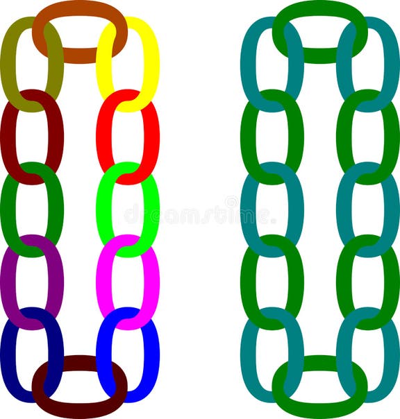 Two Colored Chains Hang Vertically Stock Illustration - Illustration of ...