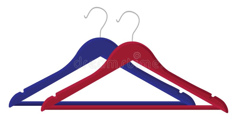 Two colored hangers, icon stock vector. Illustration of wood - 261386145