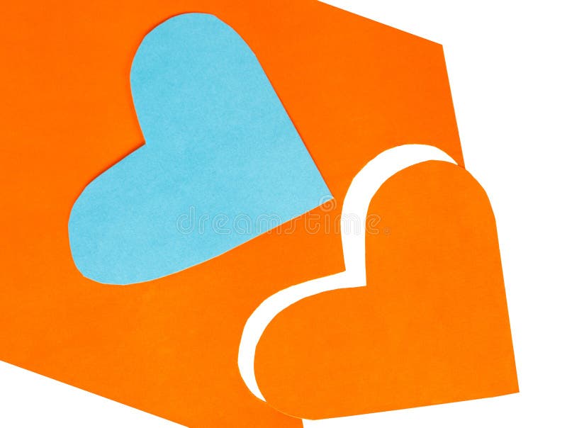 Two Colored Heart Shapes Cut Out of Paper Stock Photo - Image of single ...