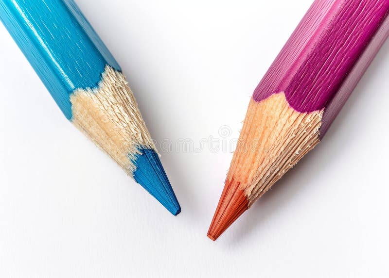 Two Colored Pencils on a White Background Stock Illustration ...