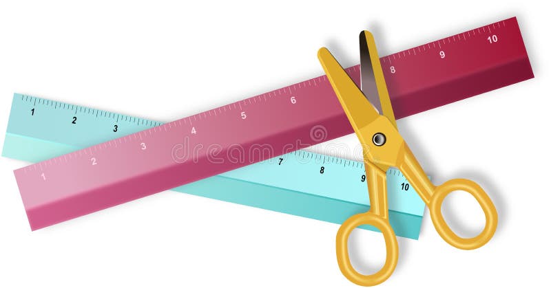 Two Colored Rulers and Yellow Scissors Stock Illustration ...