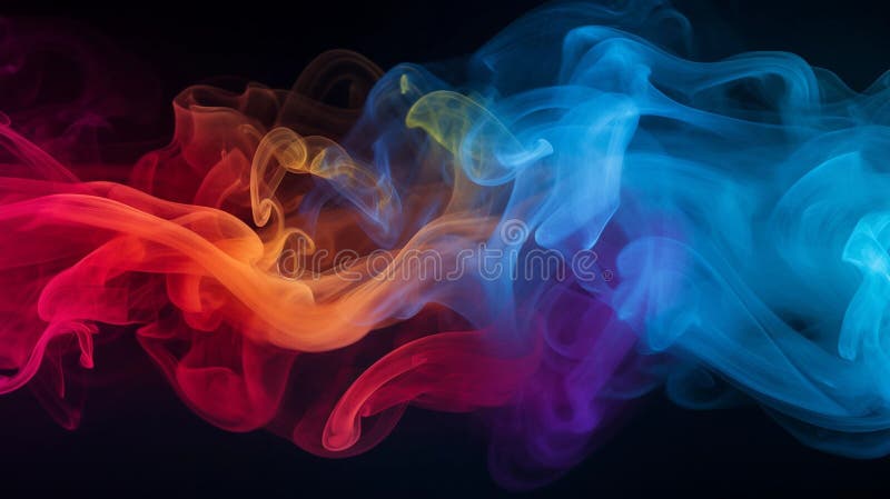 Two Colored Smoke Lines are on the Left and One is Red, Blue and Yellow ...