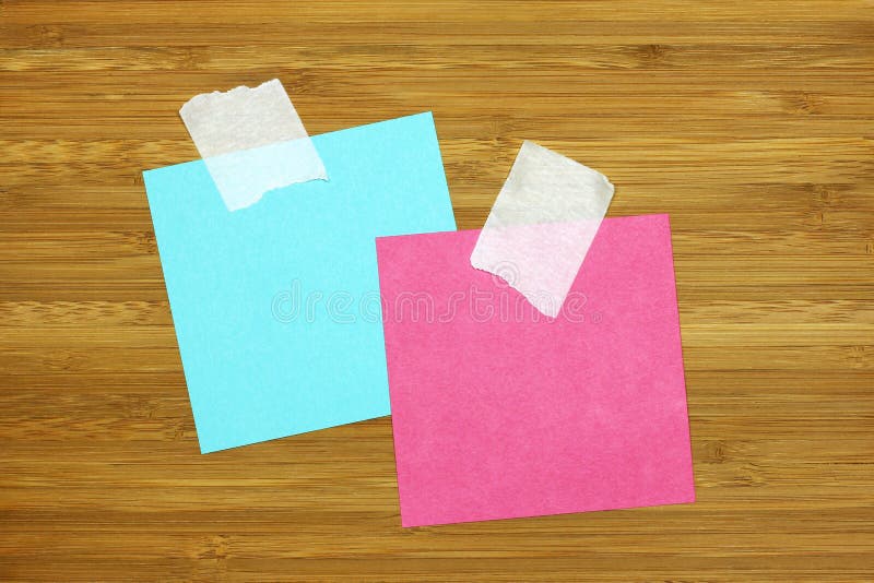 Two Colorful Blank Note Card on Wooden Texture Stock Photo - Image of ...
