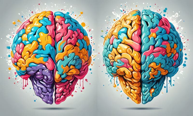 Two Colorful Brain Illustrations Stock Illustration - Illustration of ...