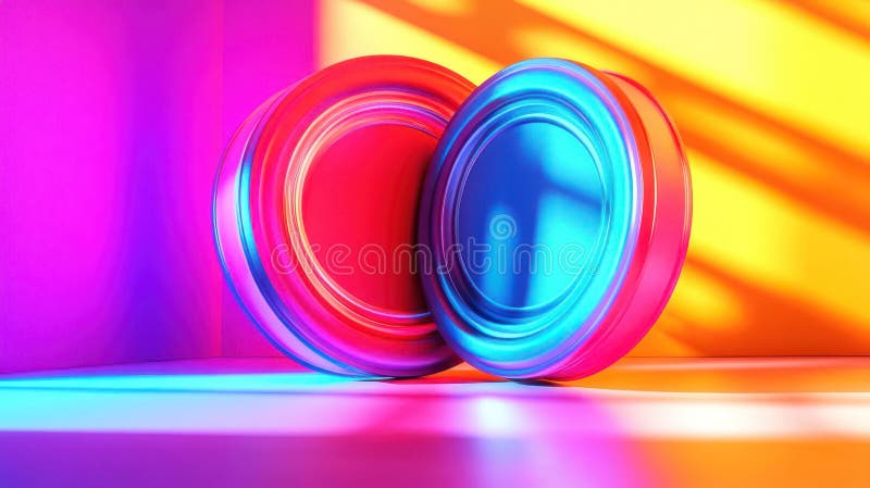 Two Colorful Circular Objects Positioned Against a Vibrant Backdrop ...