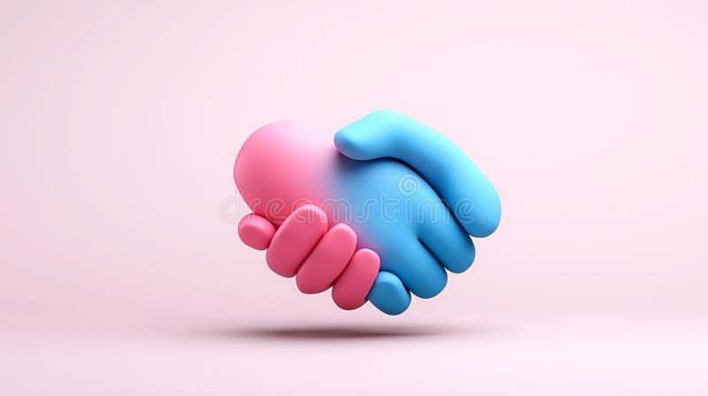 Two Colorful Figures Handshake, Symbolizing Teamwork and Respect in an ...