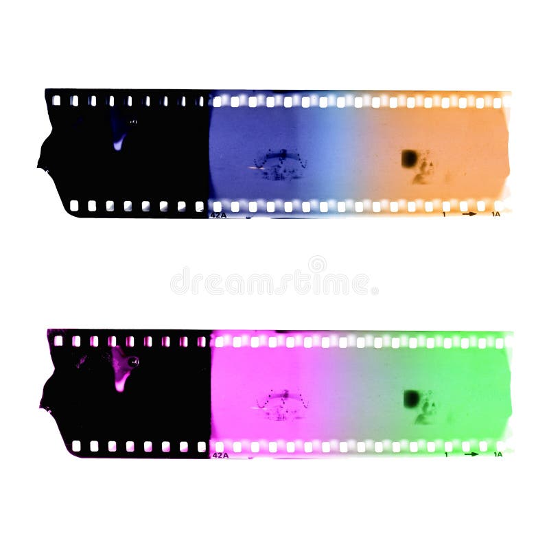 Two Colorful Film Strip Frames. Isolated on White. Stock Illustration ...