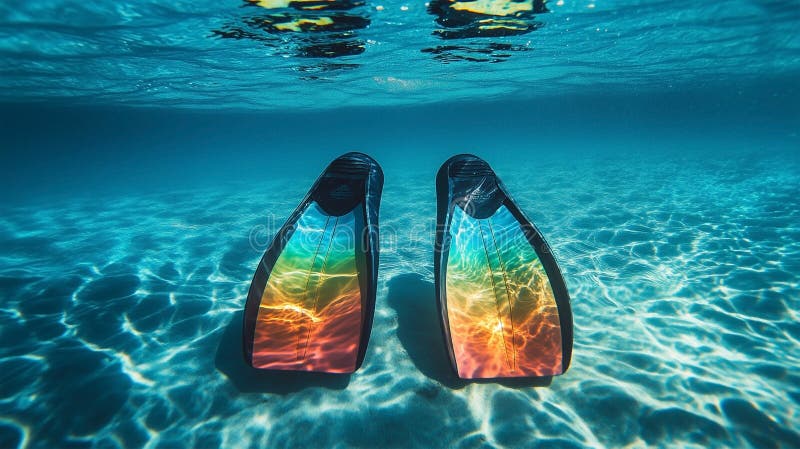 Two Colorful Fins are in the Water Stock Illustration - Illustration of ...