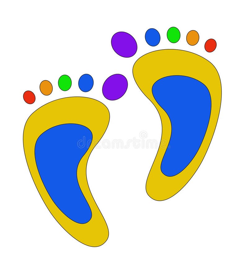 Two colorful footprints stock vector. Illustration of footprint - 312932340