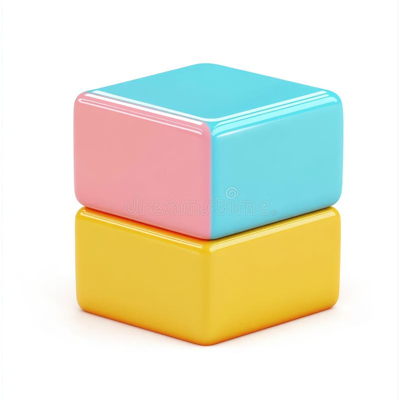 Two Colorful, Glossy Cubes Stacked Vertically Stock Illustration ...