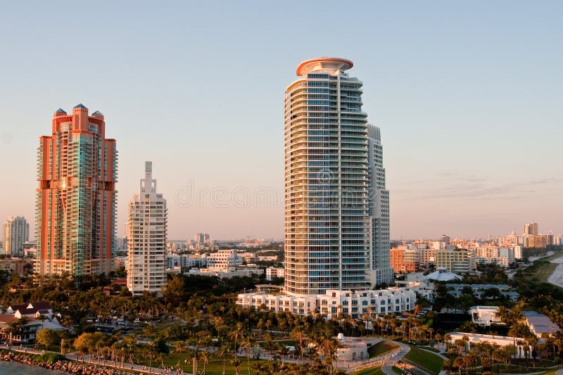 Two Colorful High Rise Tropical Condos Stock Photo - Image of blue ...