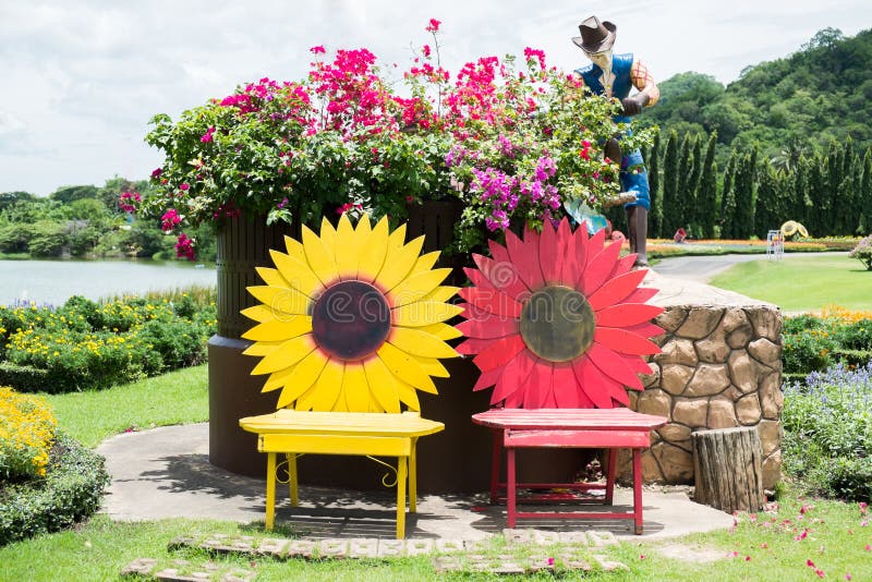 Two colorful metal benches stock image. Image of outdoor - 41081811