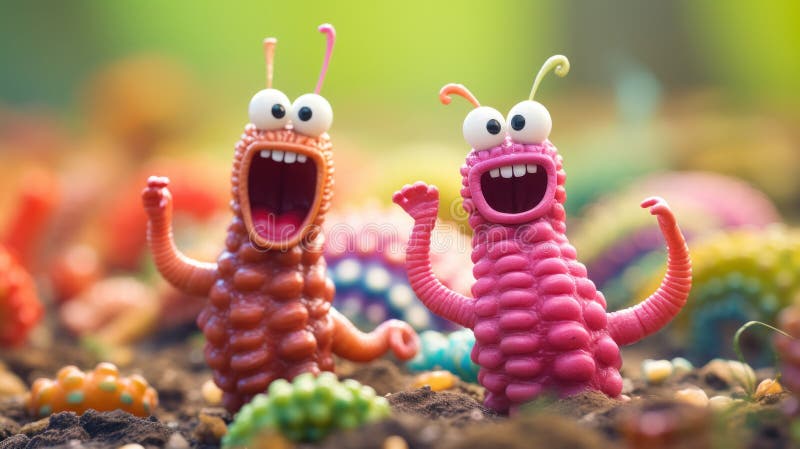 Two Colorful Monsters are Standing in the Grass, AI Stock Photo - Image ...