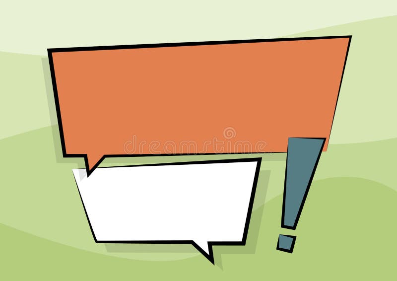 Two Colorful Overlapping Dialogue Box Drawing with Exclamation Mark ...