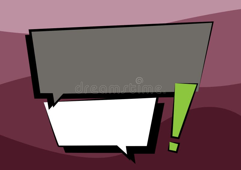 Two Colorful Overlapping Dialogue Box Drawing with Exclamation Mark ...