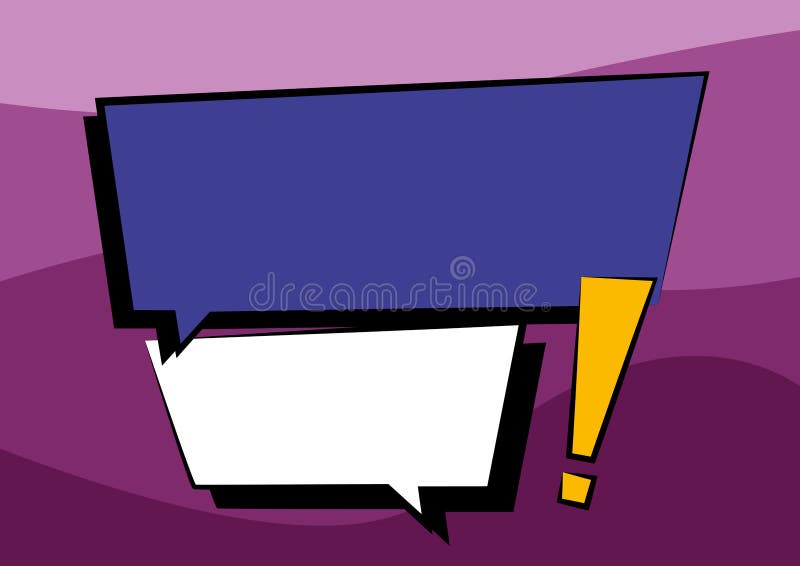 Two Colorful Overlapping Dialogue Box Drawing with Exclamation Mark ...