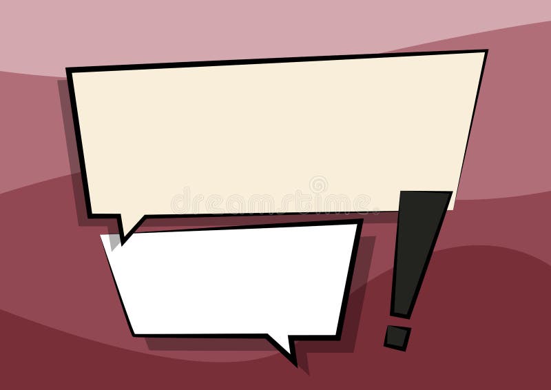 Two Colorful Overlapping Dialogue Box Drawing with Exclamation Mark ...