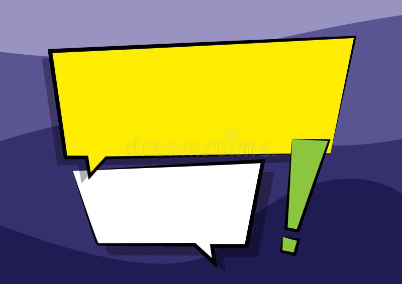 Two Colorful Overlapping Dialogue Box Drawing with Exclamation Mark ...