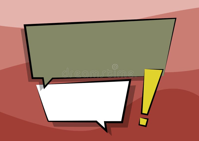 Two Colorful Overlapping Dialogue Box Drawing with Exclamation Mark ...