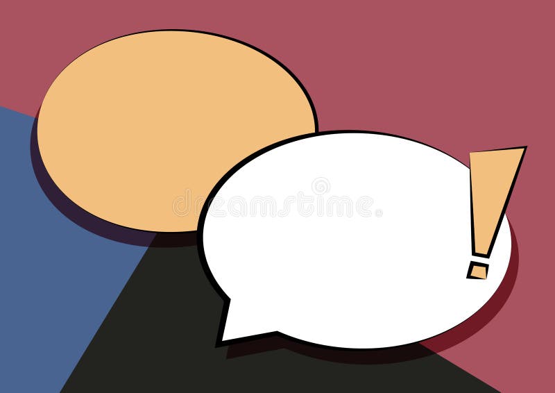 Two Colorful Overlapping Speech Bubble Drawing with Exclamation Mark ...