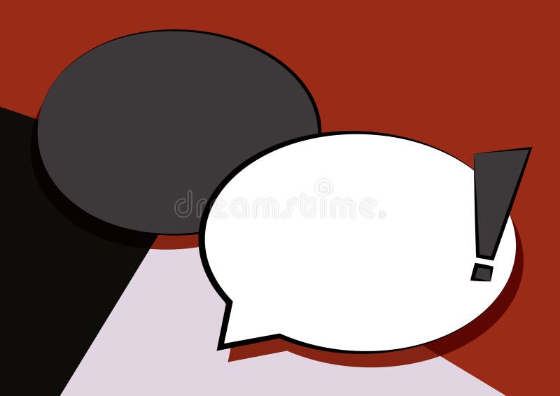 Two Colorful Overlapping Speech Bubble Drawing with Exclamation Mark ...