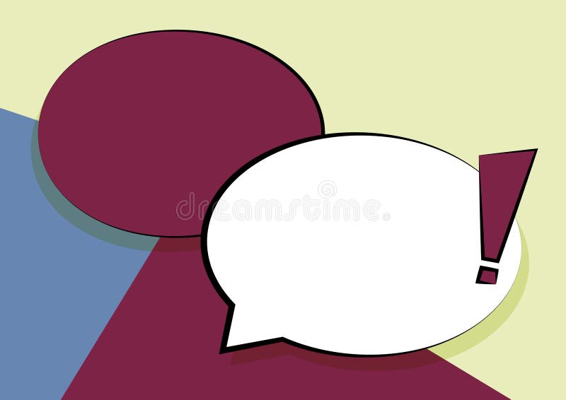 Two Colorful Overlapping Speech Bubble Drawing with Exclamation Mark ...