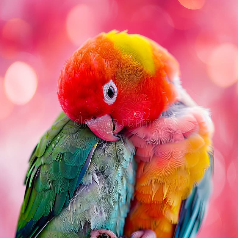 Two Colorful Parrots are Laying on Top of Each Other Stock Photo ...