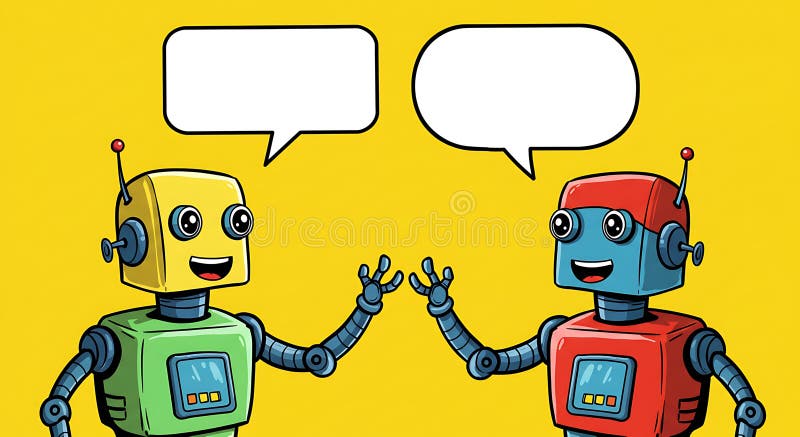 Two Colorful Robots with Expressive Faces are Engaged in Conversation ...