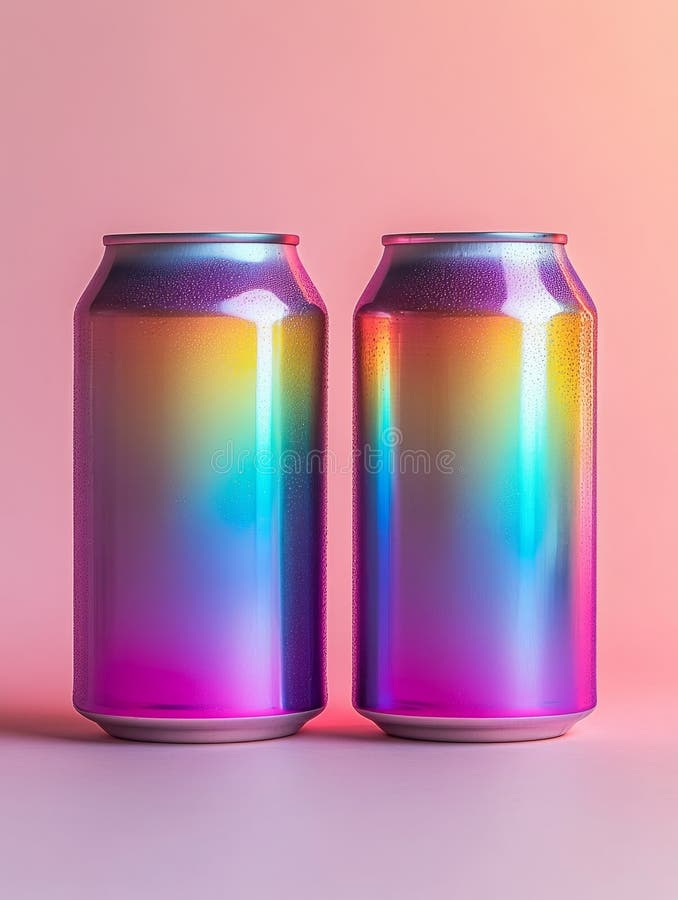Two Colorful Soda Cans with a Gradient Effect. Stock Photo - Image of ...