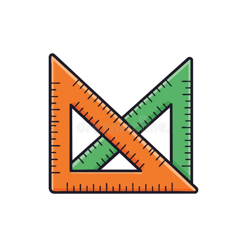 Two Colorful Triangular Rulers Orange and Green Geometry Tools Illustration Vector Stock Vector ...