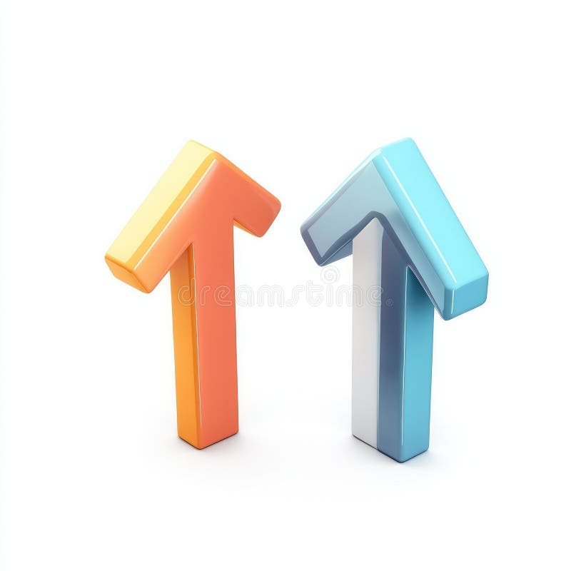 Two 3D Up Arrows, Growth, Success, Progress, Business Concept Stock ...