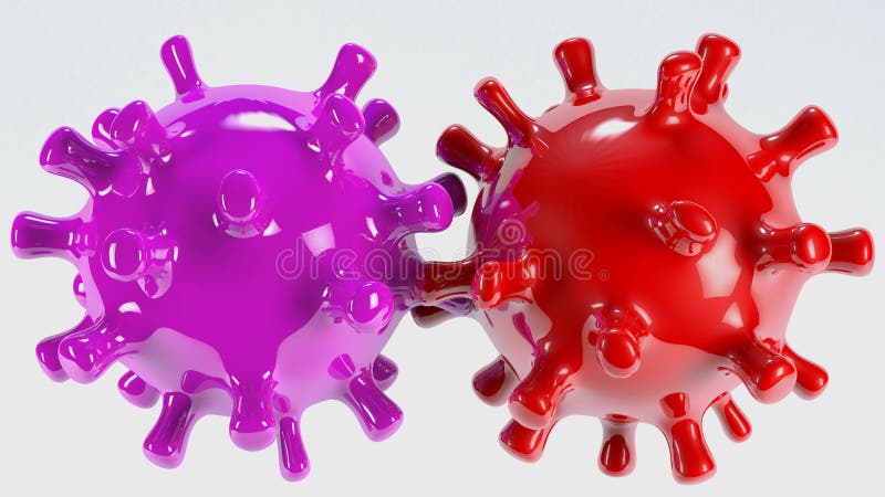 Two Colorful Viruses on White Stock Illustration - Illustration of ...