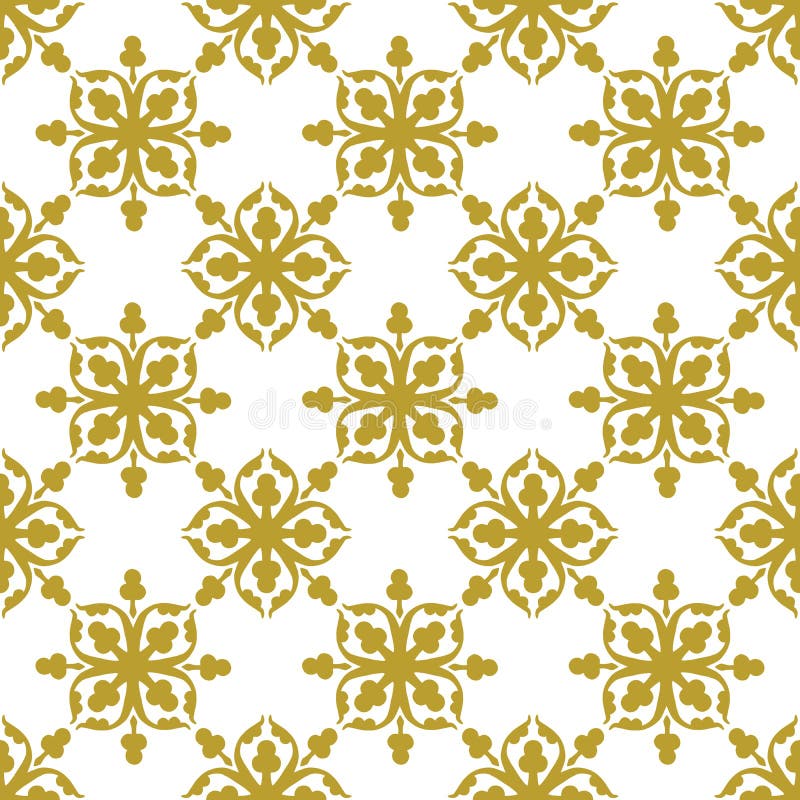 Gold on White Geometric Tile with Clubs Seamless Repeat Pattern ...