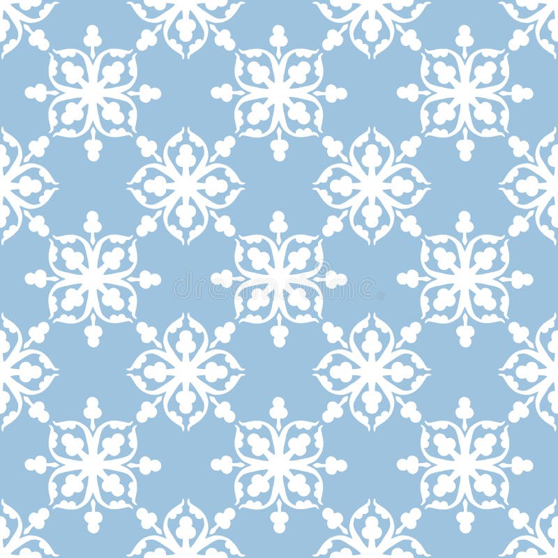 White On Light Blue Geometric Tile With Clubs Seamless Repeat Pattern ...