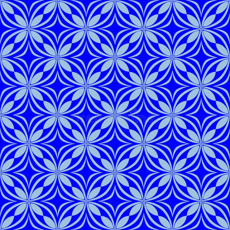 Light Blue on Blue Geometric Tile Oval and Circle Seamless Repeat ...
