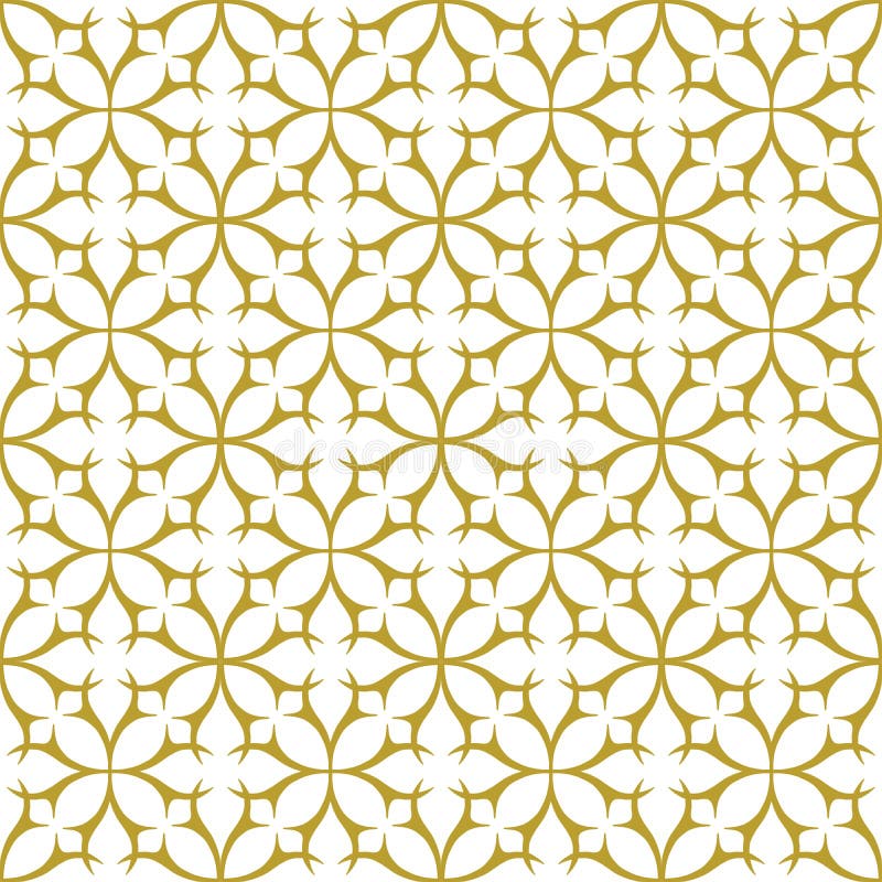 Gold on White Geometric Tile Thorn Circle Seamless Repeat Pattern ...