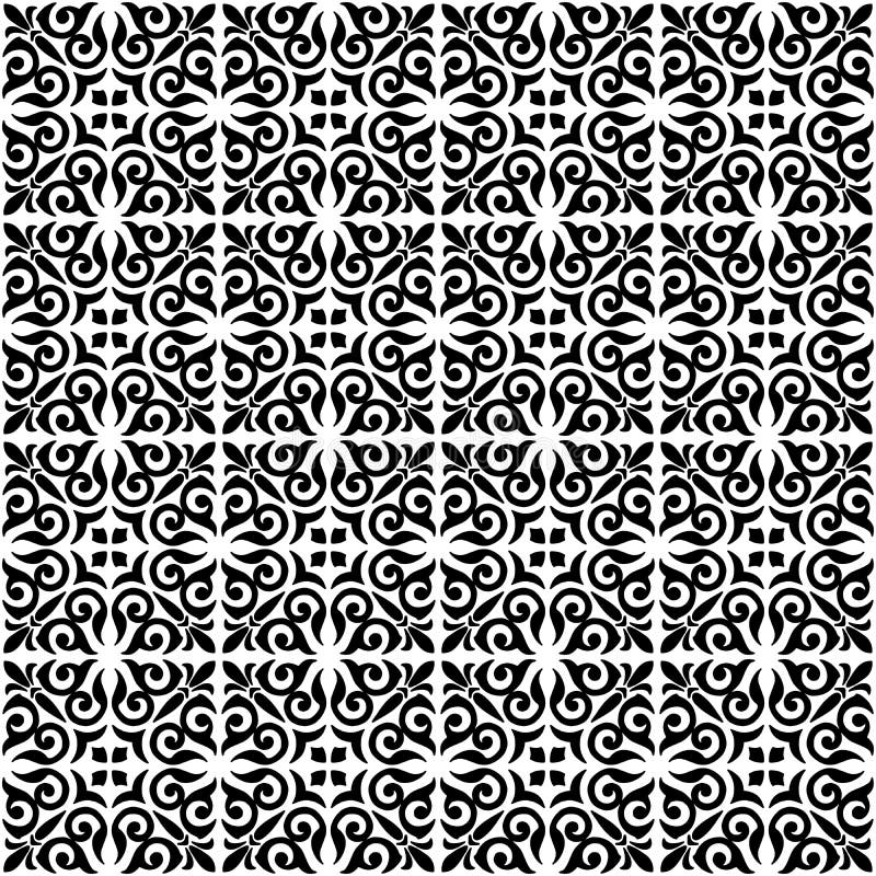 Black on White Ornamental Scroll Seamless Repeat Pattern Background ...