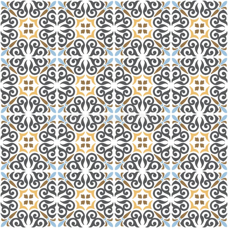 Multi Coloured on White Ornamental Scroll Seamless Repeat Pattern ...
