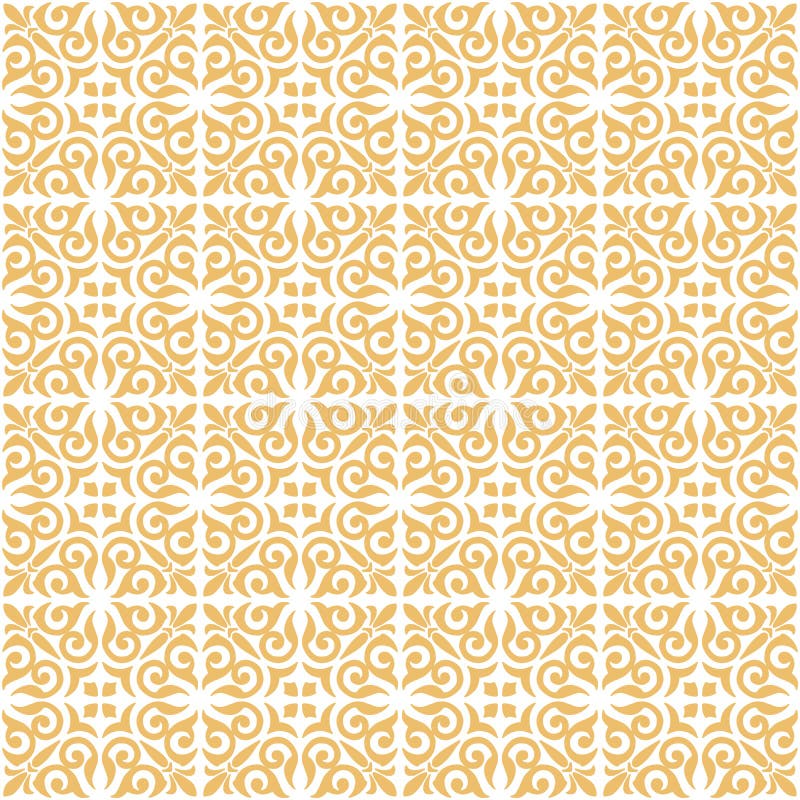 Orange on White Ornamental Scroll Seamless Repeat Pattern Background ...