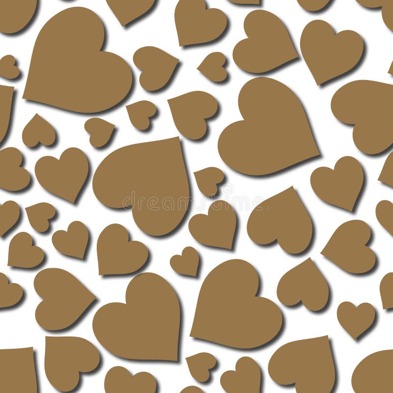 Brown on White Random Love Heart Pattern Seamless Repeat Background ...