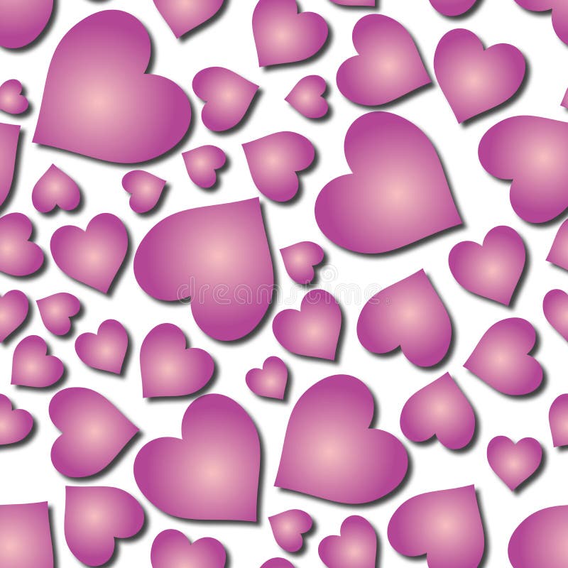 Pink Gradient on White Random Love Heart Pattern Seamless Repeat ...