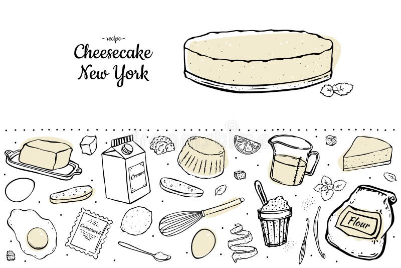 Set Cheesecake and Ingredients for Cooking in the Form of a Frame in ...