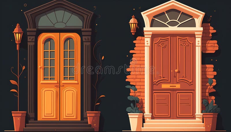 Two Colourful Buildings Side by Side. Generative AI Stock Illustration ...