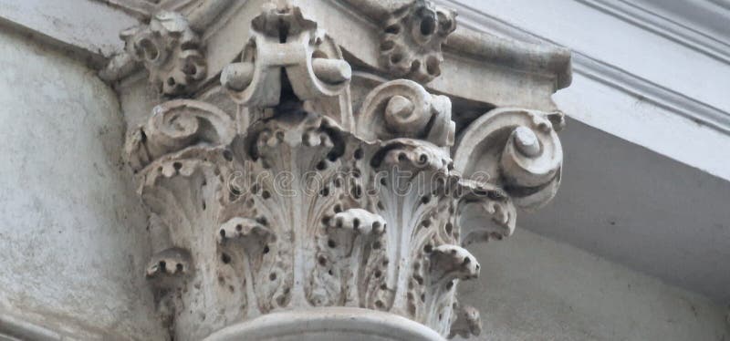 Two Column Heads with Leaf Decorations Stock Image - Image of ancient ...