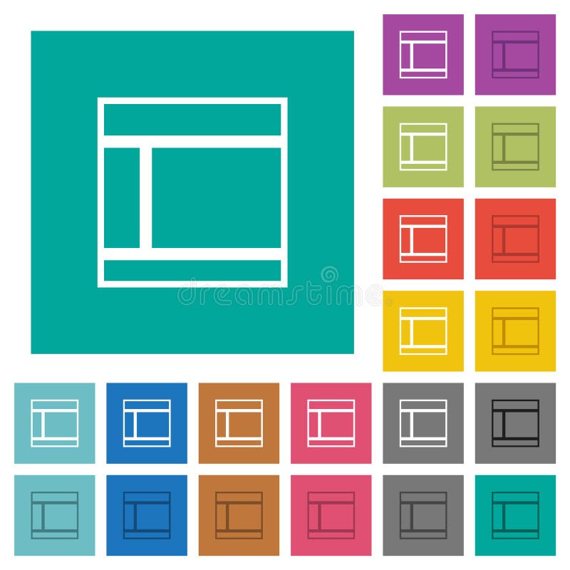 Two Columned Web Layout Outline Square Flat Multi Colored Icons Stock ...