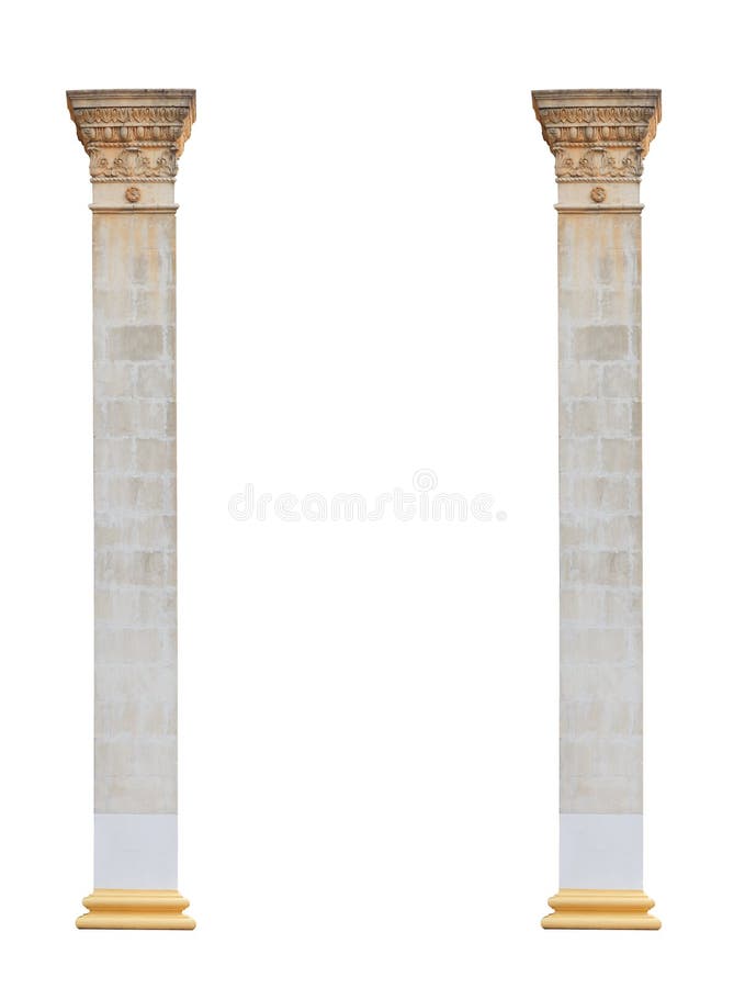 Two Columns in Classical Architectural Style Isolated on White ...